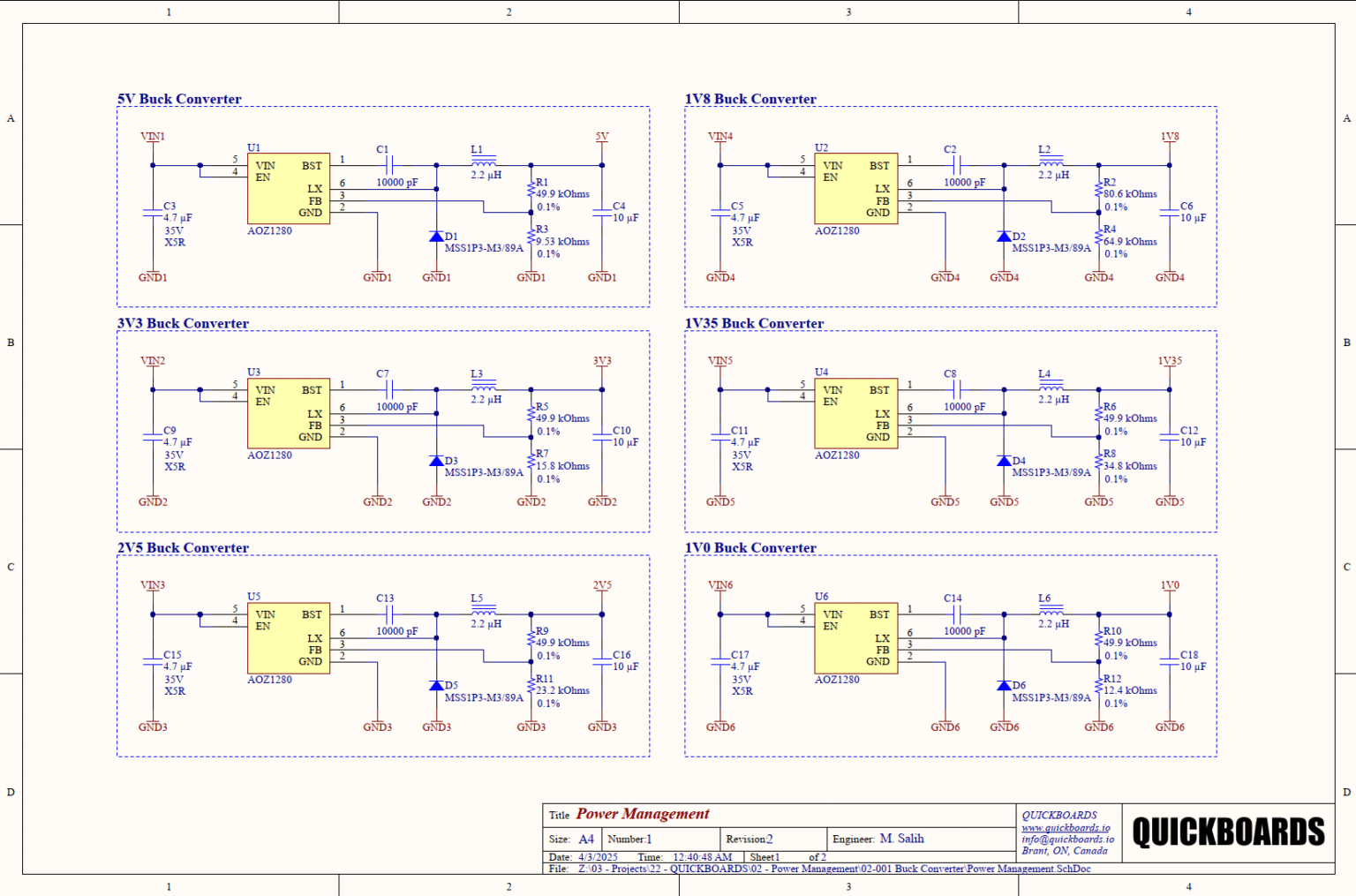 AOZ1280 Reference Schematic Design | 1.2A Buck Regulator Guide
