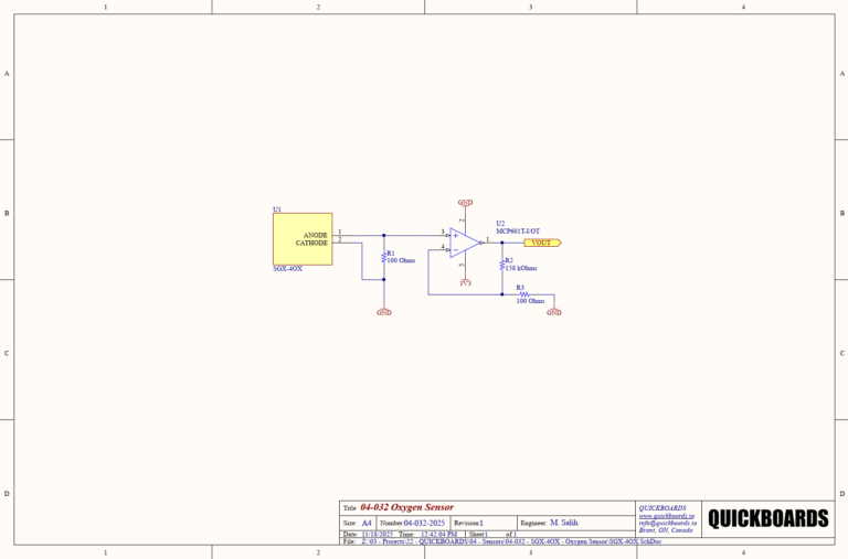 SGX-4OX oxygen sensor reference schematic design - Quickboards