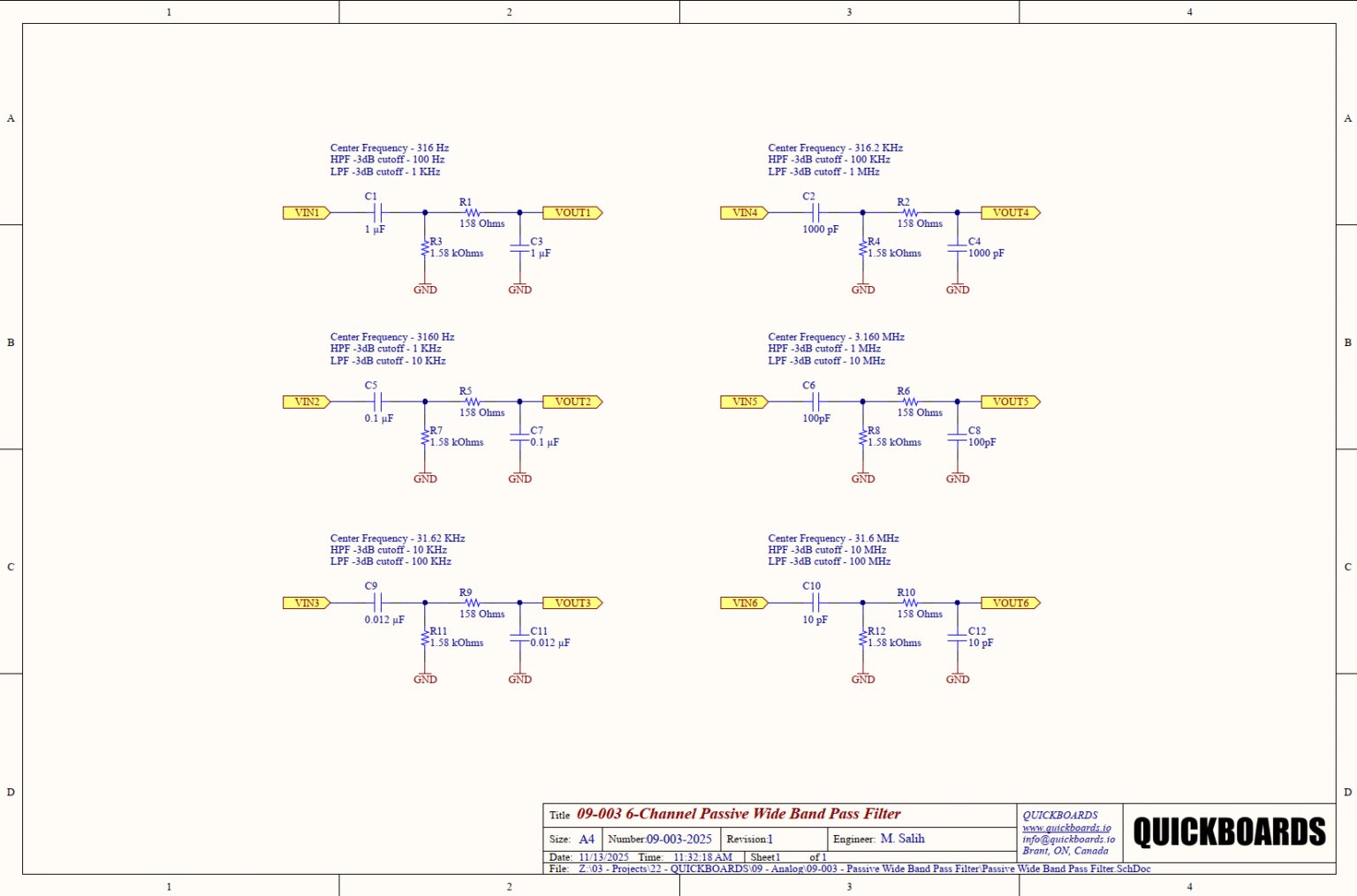 Passive Band-Pass Filter Calculator - Quickboards